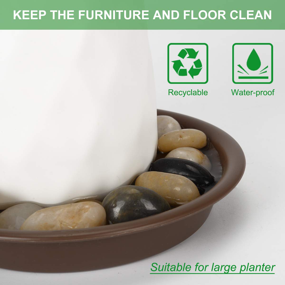 Plant Saucer 10 12 14 16 Inch Heavy Duty Sturdy Drip Trays Durable Plastic Plant Saucer Tray Set - Indoor and Outdoor Use, Pack of 3(14" - 3 Pack)
