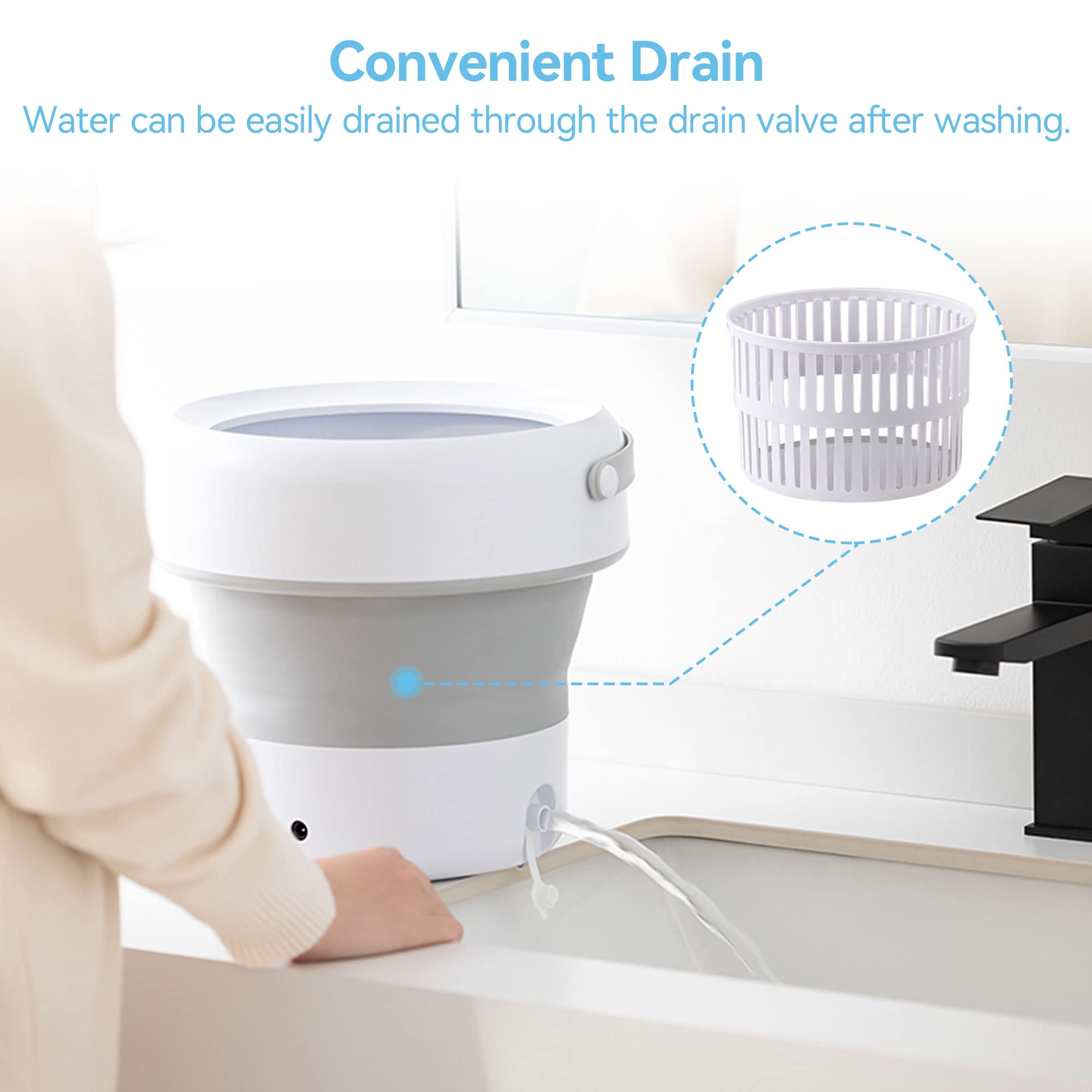 MEHIDFY Portable Washing Machine, Portable Washer, Intelligent Mini Washer, Mini Washing Machine, Underwear Washing Machine, Countertop Washing Machine, Ozone & Blue Light Deep Clean
