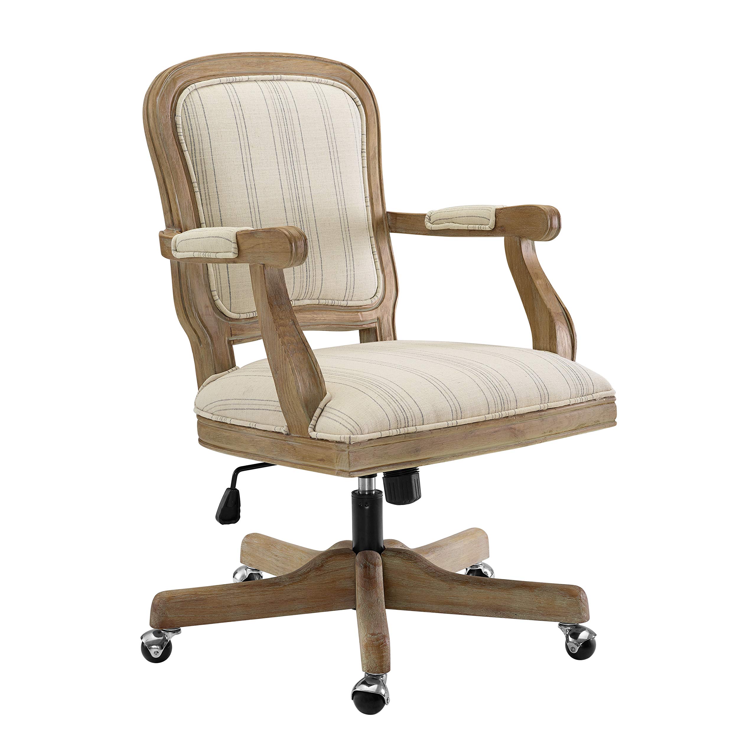 Linon Home Décor Harris Stripes Office Chair, White