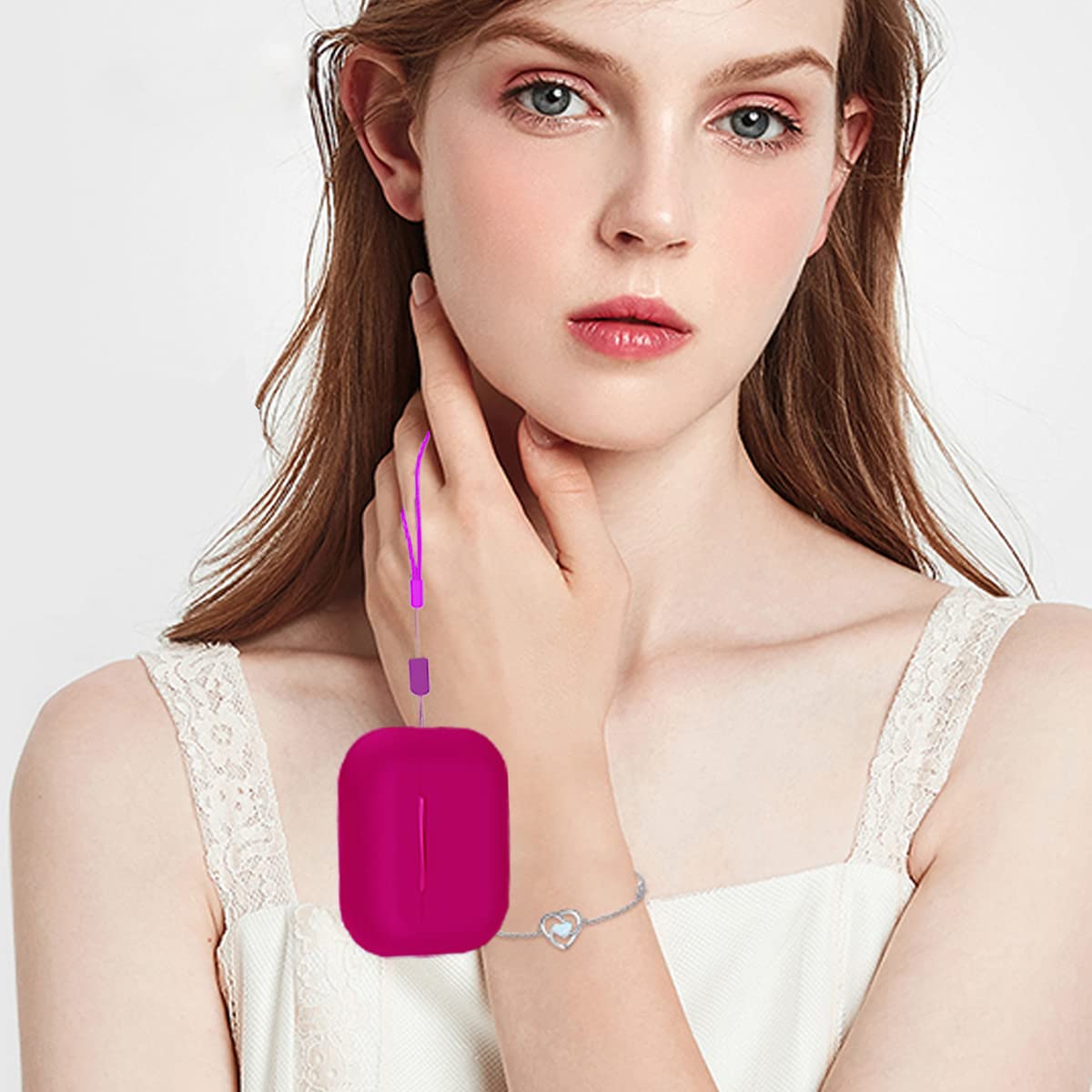 Ussnuler Compatible with Airpods Pro 2nd Generation Case Cover 2022, Slim Soft Silicone Skin Protective Cover with Lanyard [Front LED Visible] for AirPods Pro 2 (Rose Pink)