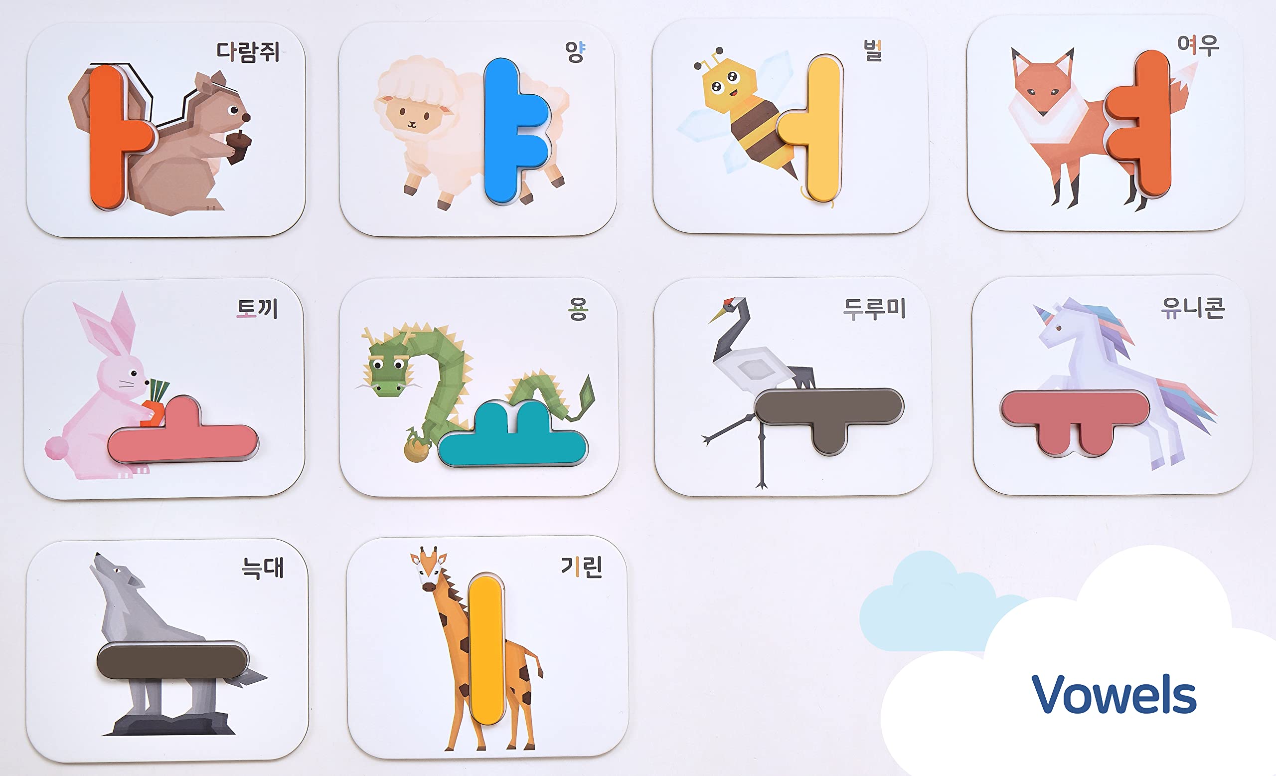 SSol & Sam Korean Alphabet Learning Toys β Hangul β Learn Korean for Kids, Toddlers and Beginners, Animal Pattern Board Matching Puzzle with Wooden Letters and Flash Cards