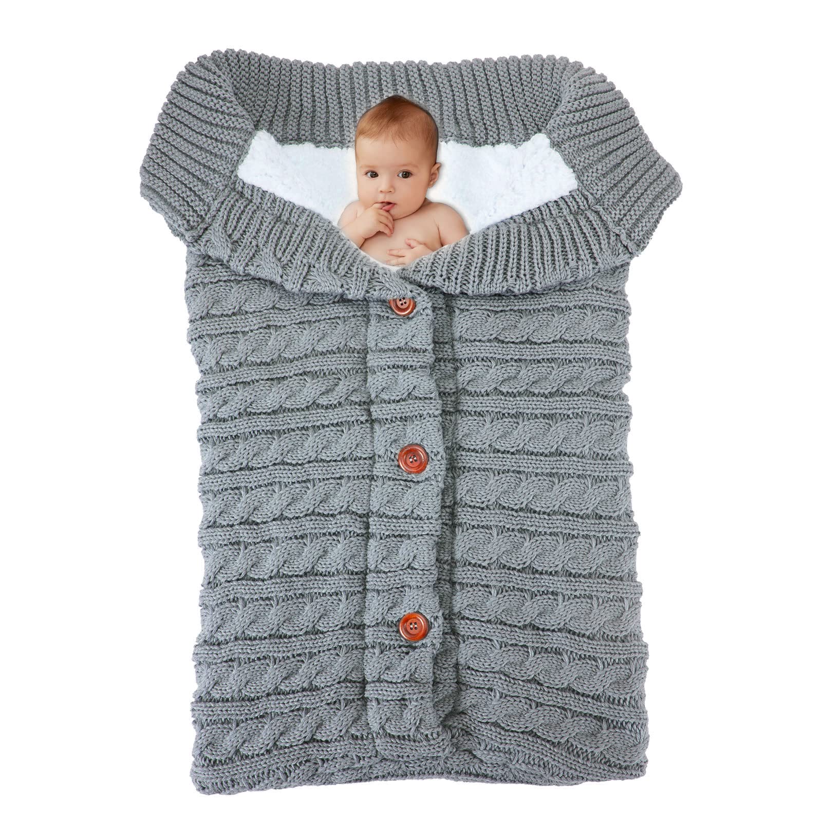 Newborn Baby Swaddle Blanket Fleece Stroller Wrap Nap Blanket Plus Velvet,Baby Kids Toddler Thick Knit Soft Warm Blanket Swaddle Sleeping Bag Sleep Sack Stroller