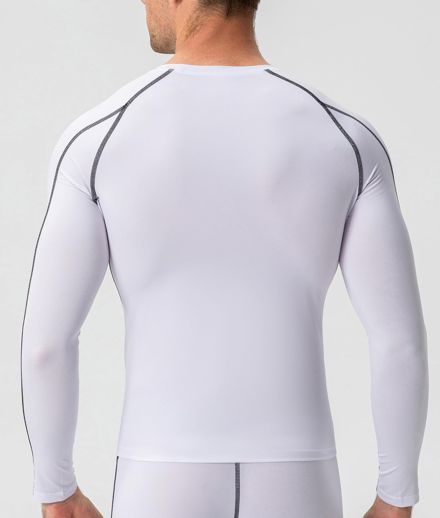 Queerier 3 Pack Men's Compression Shirts Long Sleeve Athletic Workout Tops Gym Undershirts Active Sports Baselayers, Blue + Orange + White