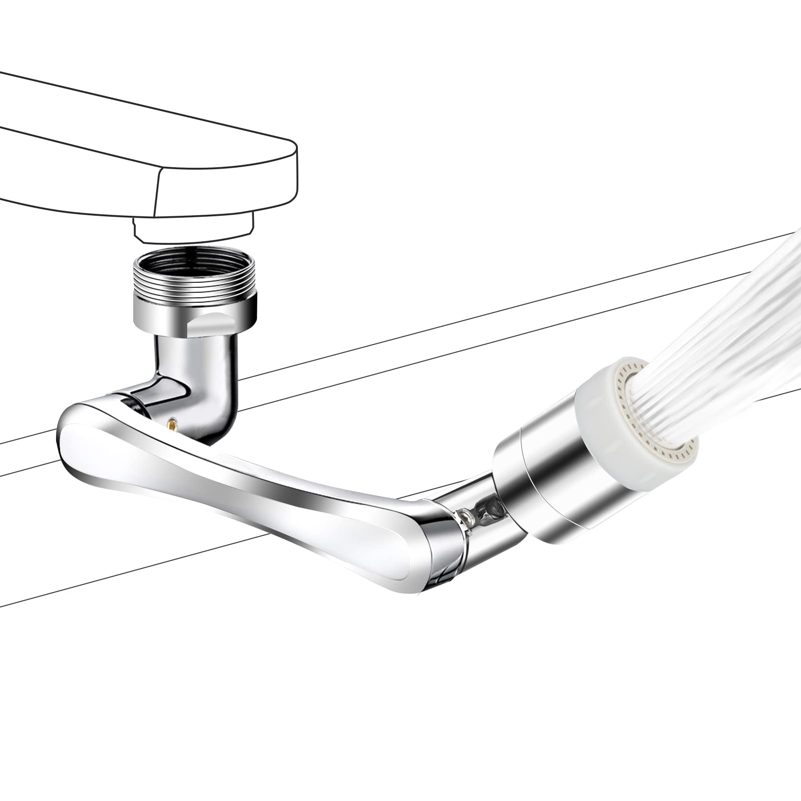 Universal 1440° Rotating Faucet Extender Aerator, 1440 Large-Angle Swivel Splash Filter Faucet Water Nozzle Faucet Adaptor, Sink Face Wash Attachment with 2 Water Outlet Modes