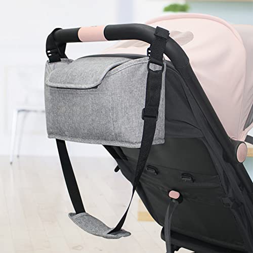 Universal Stroller Organizer,Non-Slip Stroller Caddy Accessories with Insulated Cup Holder,stroller bag organizer for Carrying Diaper, iPhone,Toys & Snacks,Fits Britax, Uppababy,BOB Stroller (Grey)
