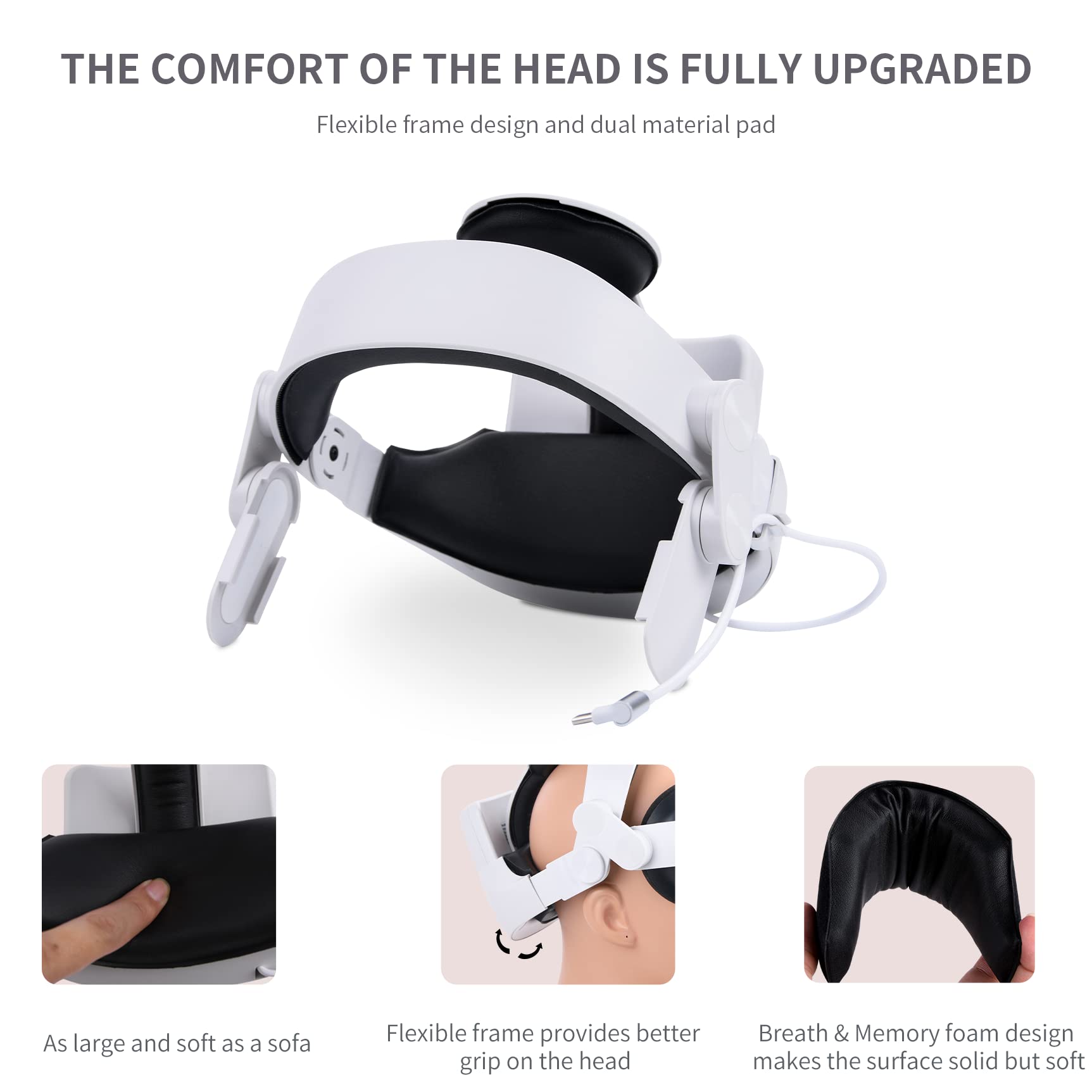 TechKen M3 Pro Elite Head Strap with Battery Pack for Quest 2 | LARGER 8000mah Power Bank | Magnetic Suction Battery for Quest 2 Head Strap VR Accessories