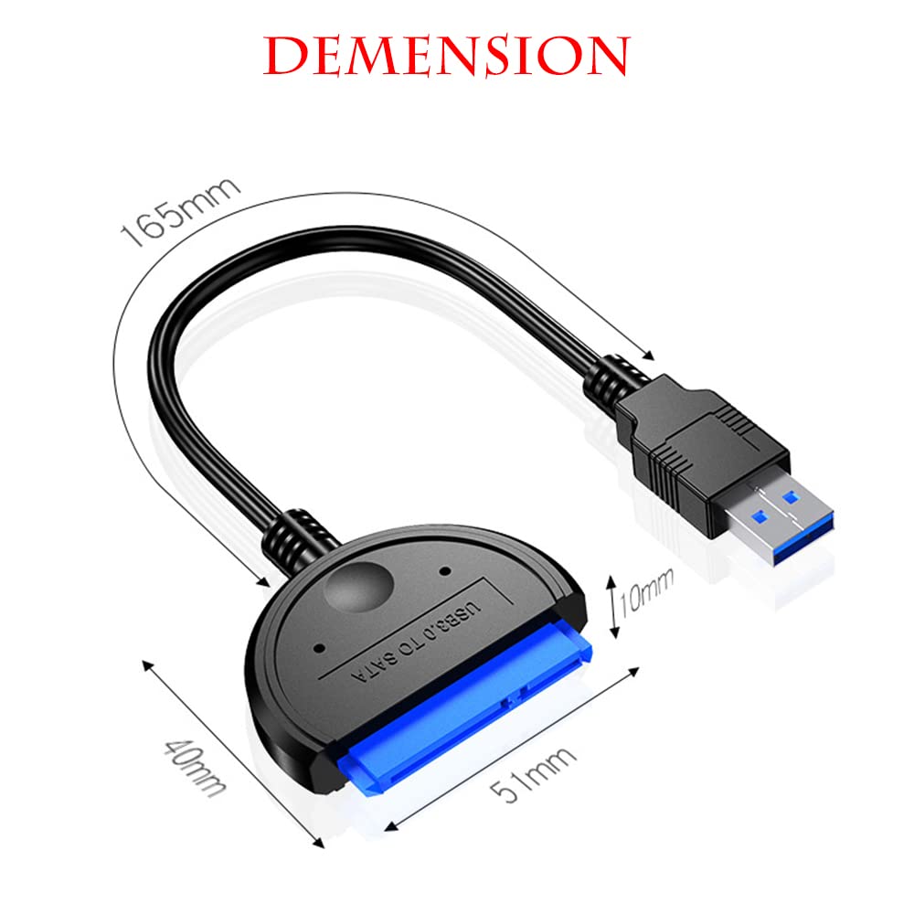 Warmstor SATA to USB 3.0 Adapter Cable, USB 3.0 A to 2.5” SATA III Hard Drive Adapter External Converter for 2.5 Inch 2.5" SATA Hard Drives Disk HDD and Solid State Drives SSD