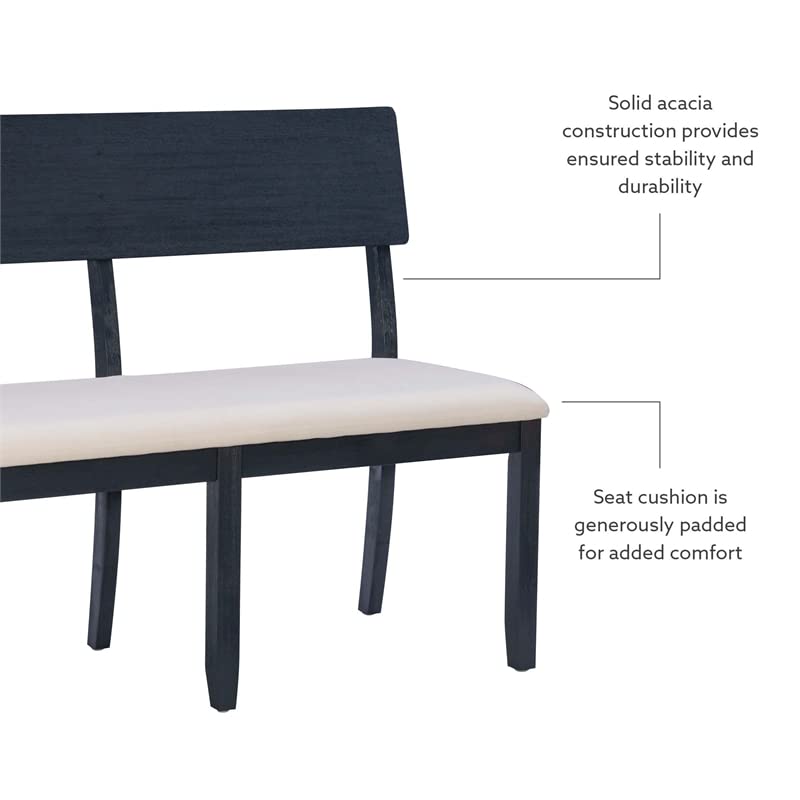 Linon Jordan Wood Dining Bench in Dark Charcoal Gray