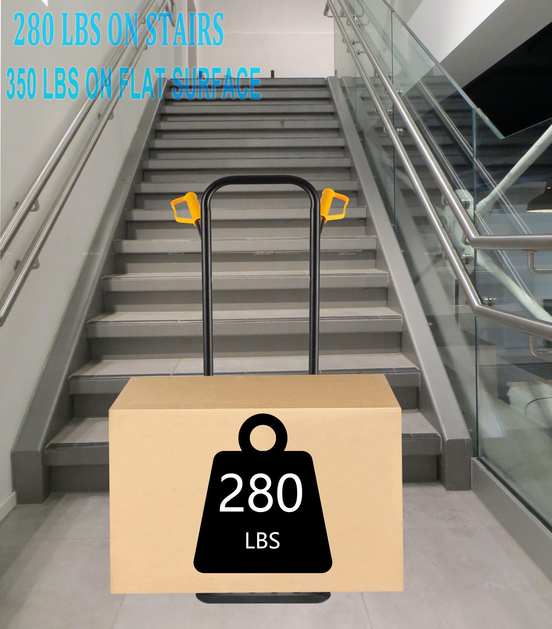 Mstge Stair Climbing Hand Truck, 2 in 1 Stair Climber Dolly Heavy Duty, 350 Lbs Capacity Stair Trolley Cart with 6 Rubber Wheels and Elastic Rope