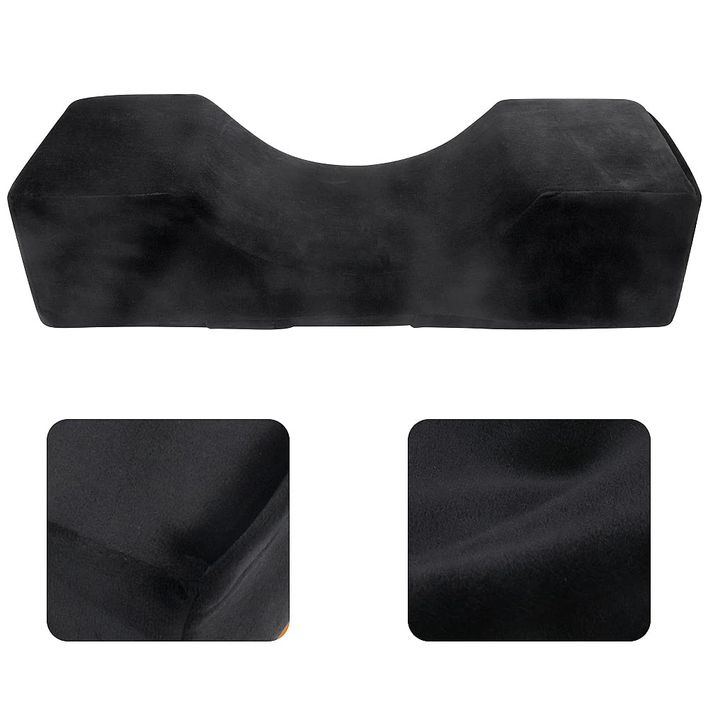 Mekupeu Eyelash Extension Velvet Lash Pillow Beauty Salon Memory Foam Neck Pillow for Lash Extension Grafting Make Up (Black)