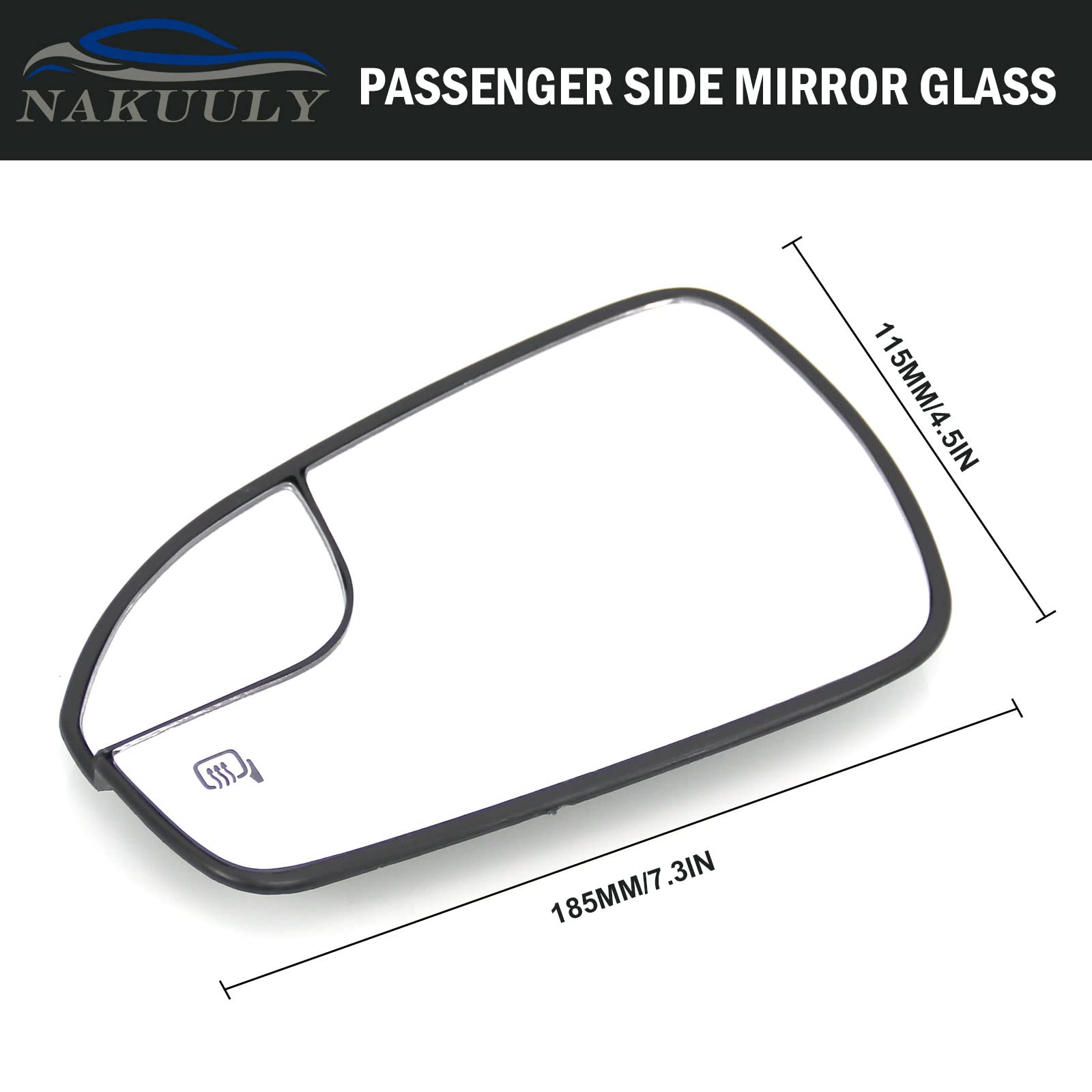 Power Heated Mirror Glass Driver Left Side Compatible with 2013-2020 Ford Fusion , Left Pass Heated Convex Mirror Glass with Rear Holder Replace # DS7Z17K707F
