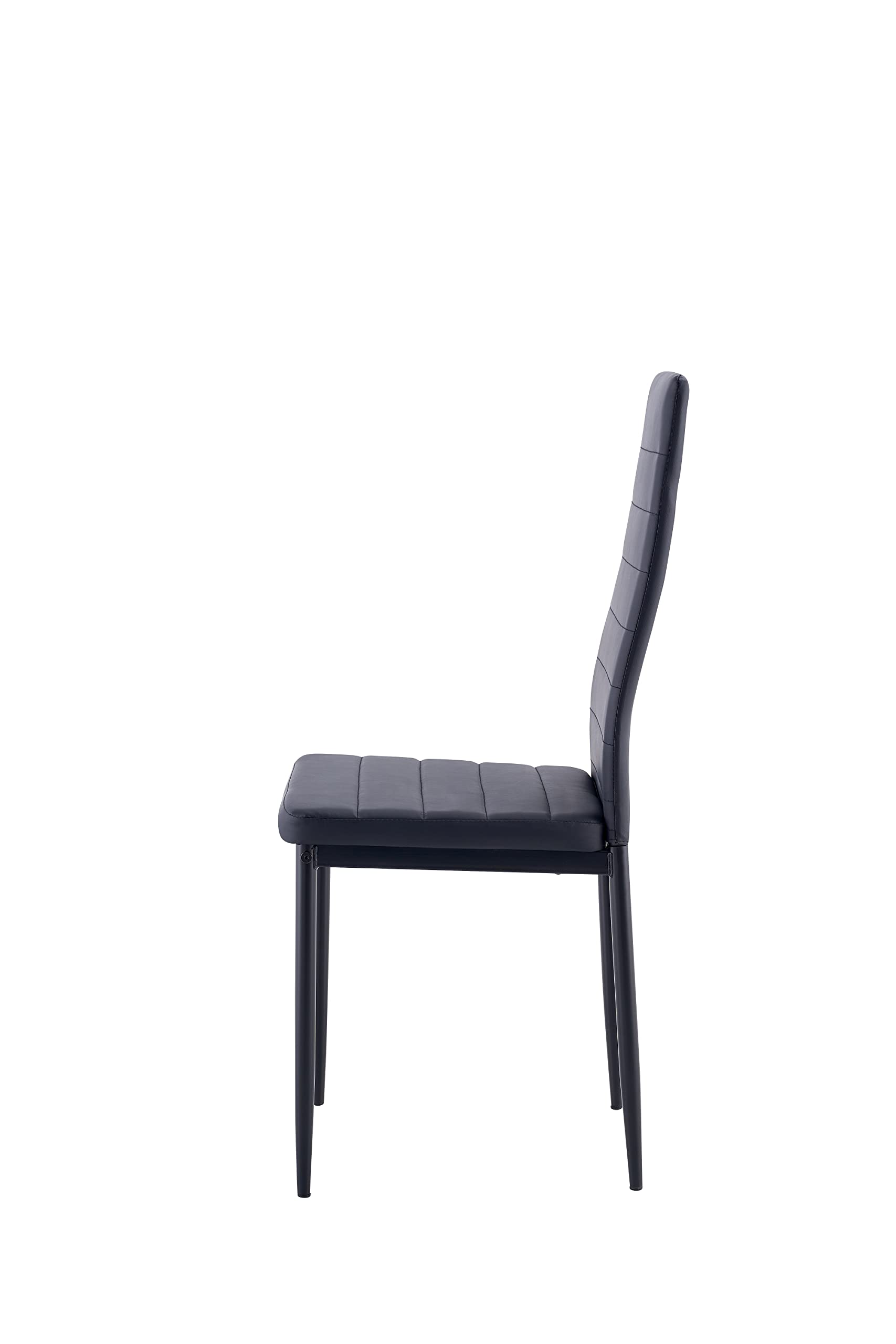 LIADTOP Set for 4, PU Leather Set of 4 Living, Modern Upholstered Side Chairs with Stable Metal Legs,for Dining Room, Kitchen, Restaurant,Black