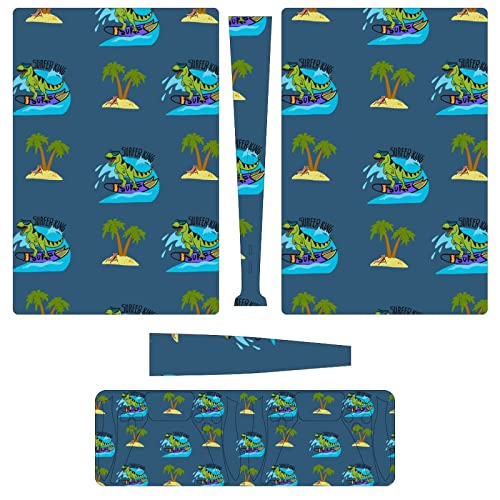 T Rex on Surfboard Full Protective Skin Cover Design Wrap Decal Sticker Compatible with PS5 Digital Edition Console and Controller