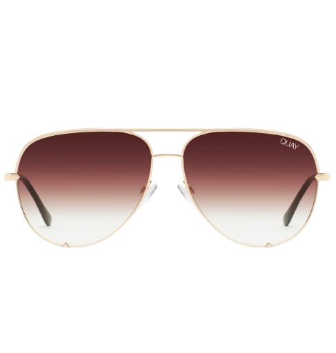 Quay Australia High Key Micro Gold Brown Fade Polarized Aviator Sunglasses for Women