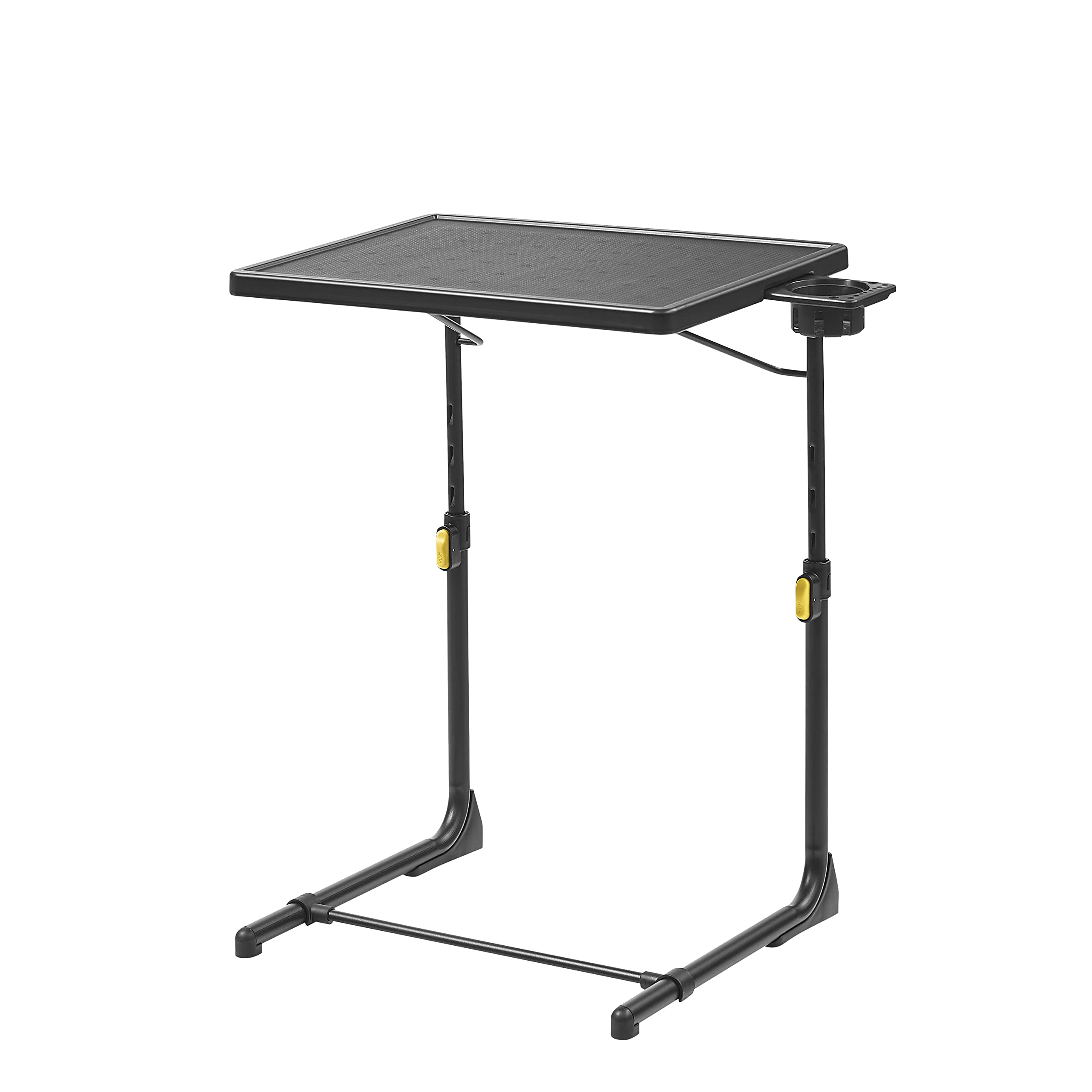 Living and More Tray Folding Table, Folding Table with Cup Holder, Couch Desk for Working from Home, TV Trays for Eating, Portable and Adjustable TV Table, Black