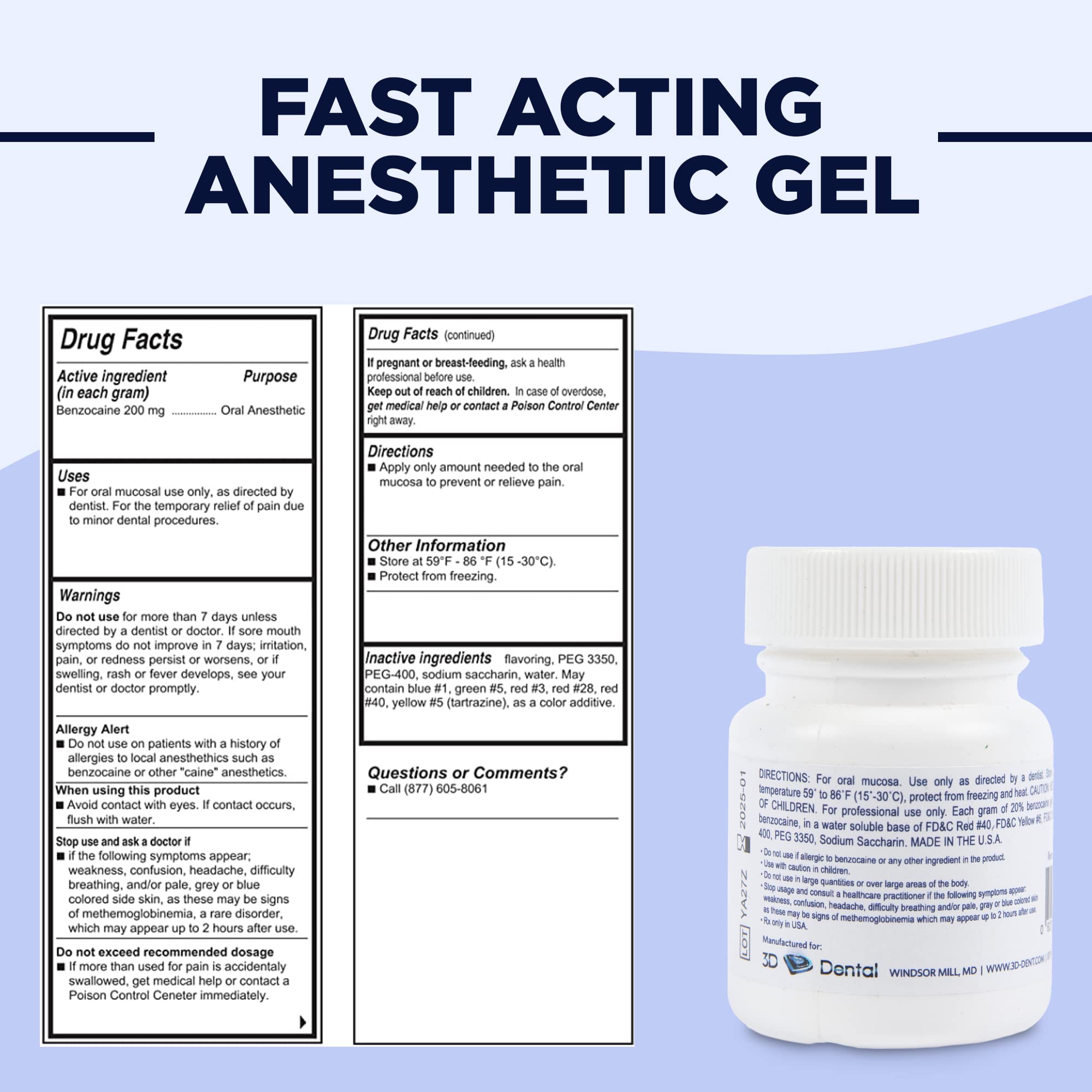 The Essentials Dynamic Dental Candi Caine, Topical Anesthetic Gel, 1 oz, Bubble Gum Flavor