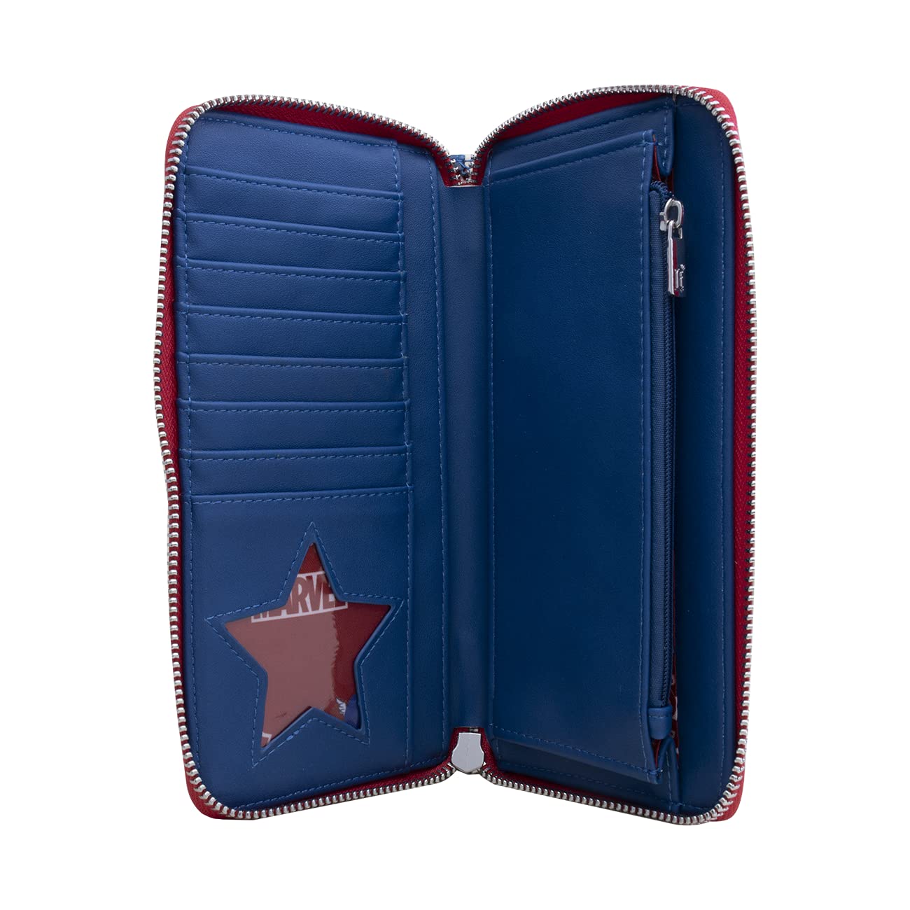 Loungefly: Marvel Avengers - Captain America Zip Around Wallet, Amazon Exclusive,Multicolor,MVWA0155