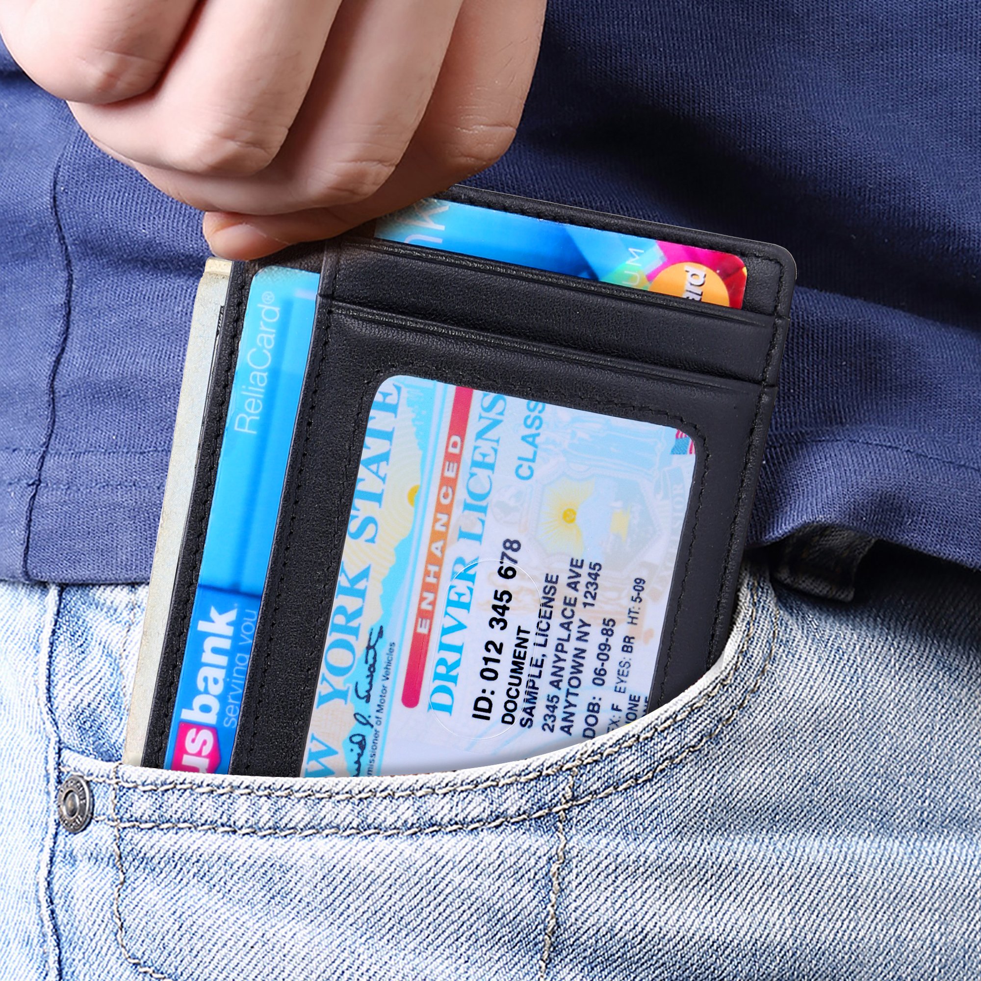 kinzd Waxed Oil Leather Wallet Minimalist Front Pocket Wallet For Mens Slim Thin Small Secure Rfid Blocking Credit Id Card Case Holder Coffee Wallet For Mens
