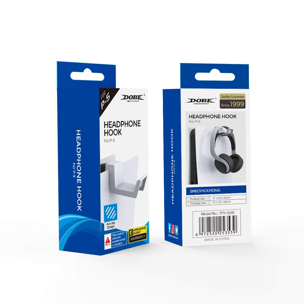 OLYGIVE PS5 Headphone Holder, PS5 Headset Hanger, Compatible with Universal Gaming Headsets - White (1 Pack)