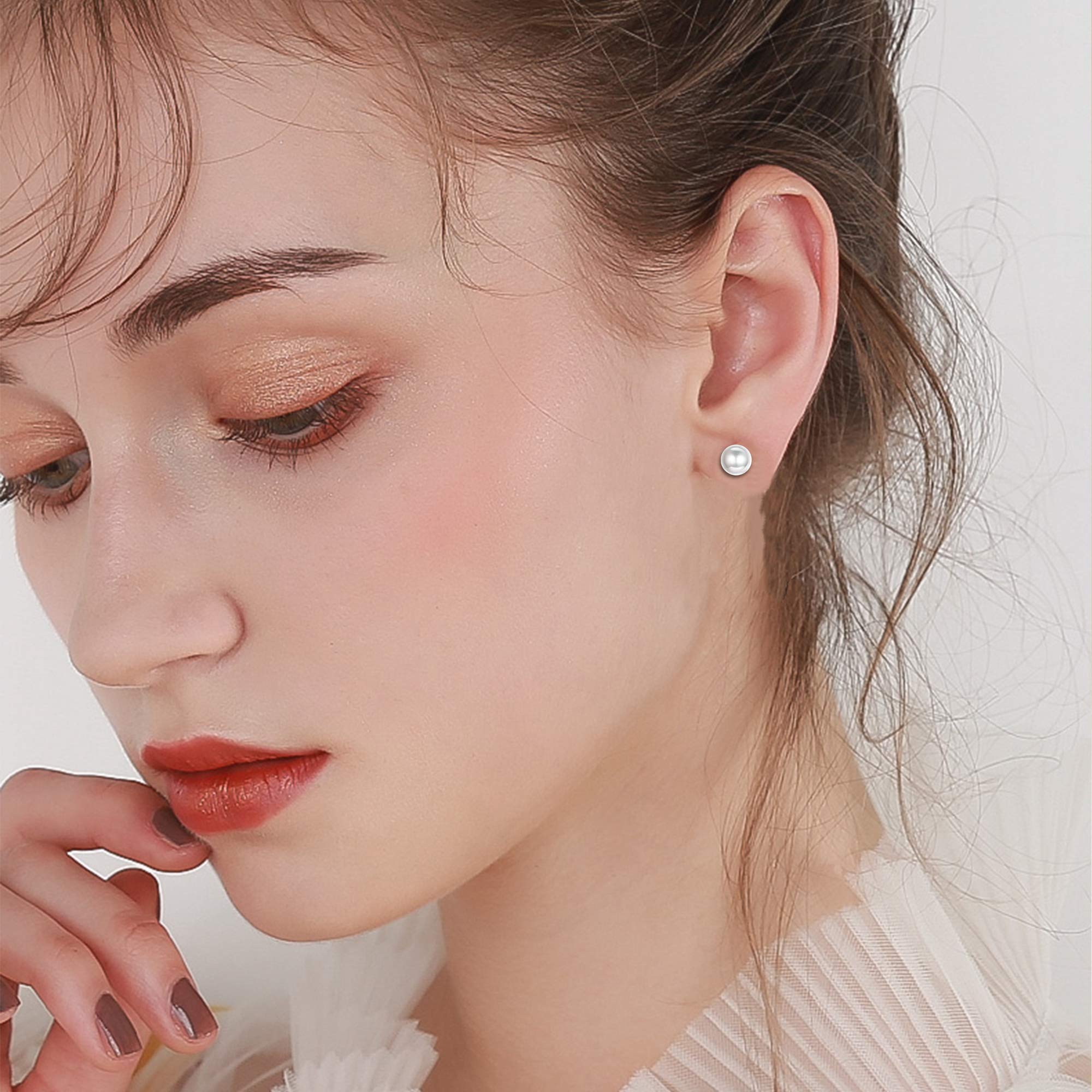 Magitaco 92 Pairs Small Stud Earrings Set for Women Men Simple Triangle Circle Ball Earrings Stud Black Silver Gold Pearl Rhinestone Cute Earrings Pack