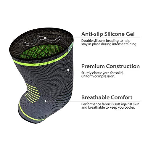 Lour Compression Knee Sleeve, Single Wrap - Braces and Supports Knee for Pain Relief, Meniscus Tear, Arthritis, Injury, Running - Best Knee Sleeve