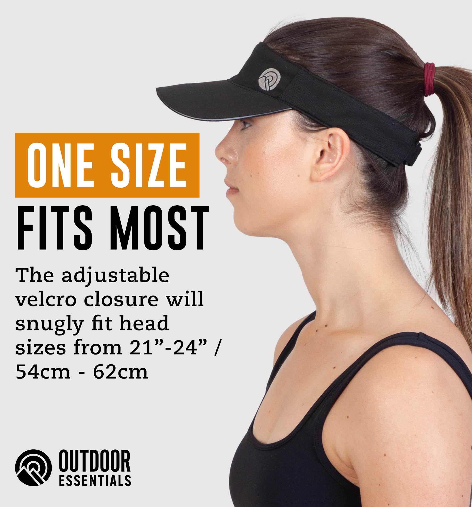 OutdoorEssentials Sun Visor Hat for Women & Men - Womens Visor, Tennis Visor, Golf Visor - Running Visor Black - Black