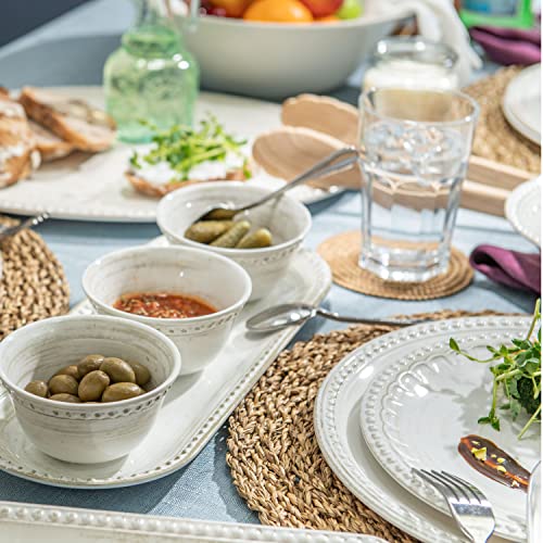 Zak Designs French Country House Melamine Plastic Oval Serving Platter (16 inches, Oyster), Condiment Bowl-Tray 4pc, durable and BPA Free