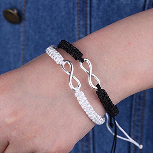 Kiokioa Couple Bracelets His and Hers 8 Infinity Bracelets Jewelry for Lover Wrist (Black&White)