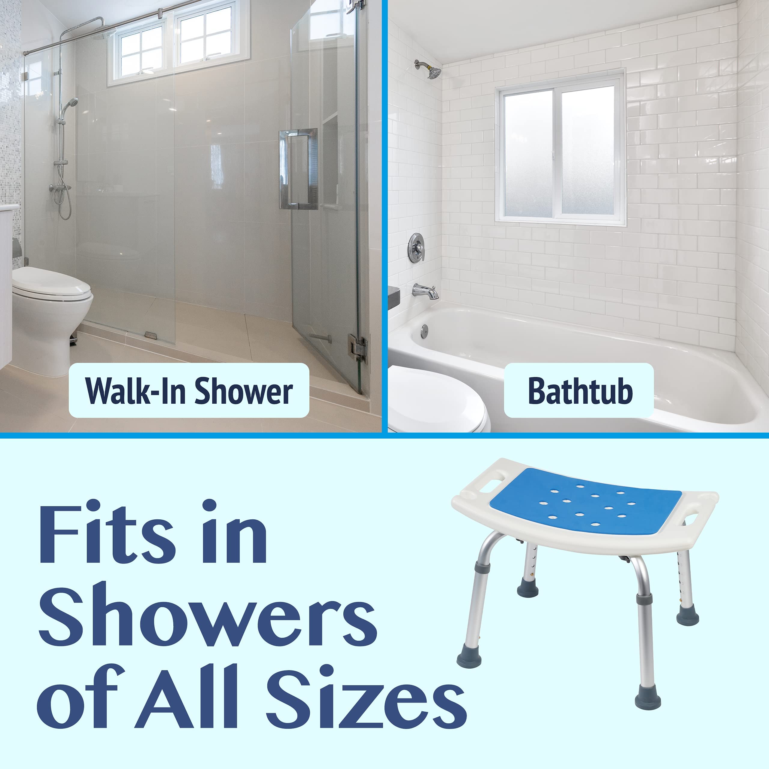 Medokare Shower Seat for Inside Shower - Bath Stool, Medical Shower Chairs for Seniors, Elderly, Handicap & Disabled - Adjustable Support Shower Bench w/Handles for Bathtub
