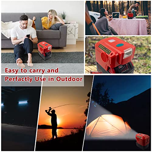 TPDL Powered Inverter Generator 200W for Milwaukee M18 Battery, DC 18v to 110v AC Output, Portable Power Source USB Charger Adapter with LED Light