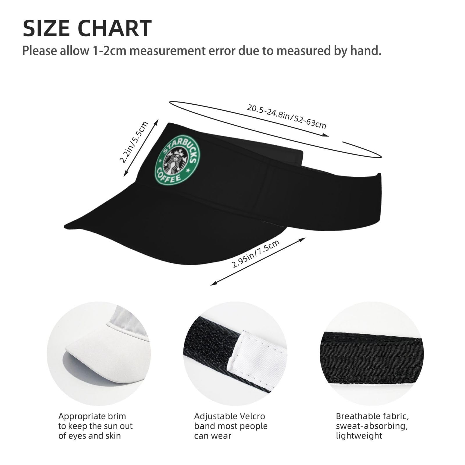 Starbuc* Sunscreen Coffee Visor Hats for Women & Men, Adjustable Sport Empty Top Baseball Sun Cap, Outdoor Tennis Visor, Golf Visor