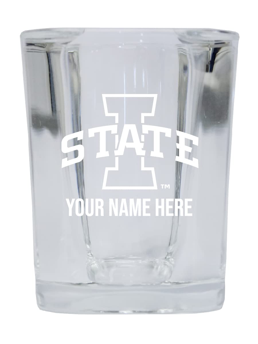 Personalized Customizable Iowa State Cyclones Etched Square Shot Glass 2 oz With Custom Name (1) Officially Licensed Collegiate Product