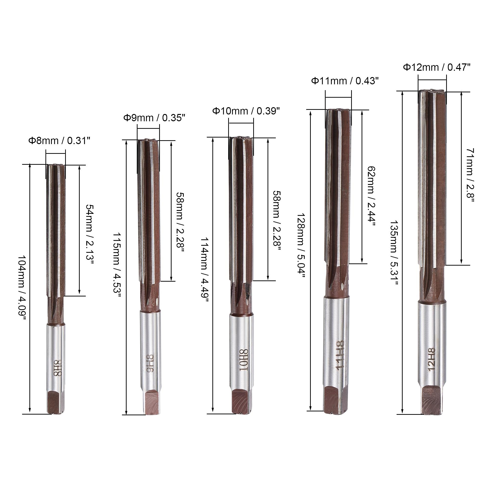 uxcell Hand Reamers Set H8 Accuracy Alloy Tool Steel 6 Flutes Straight Shank Milling Cutter Tool 10pcs (3mm, 4mm, 5mm, 6mm, 7mm, 8mm, 9mm, 10mm, 11mm, 12mm)