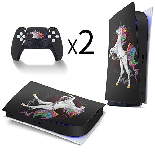Unicorn Horse Full Protective Skin Cover Design Wrap Decal Sticker Compatible with PS5 Digital Edition Console and Controller