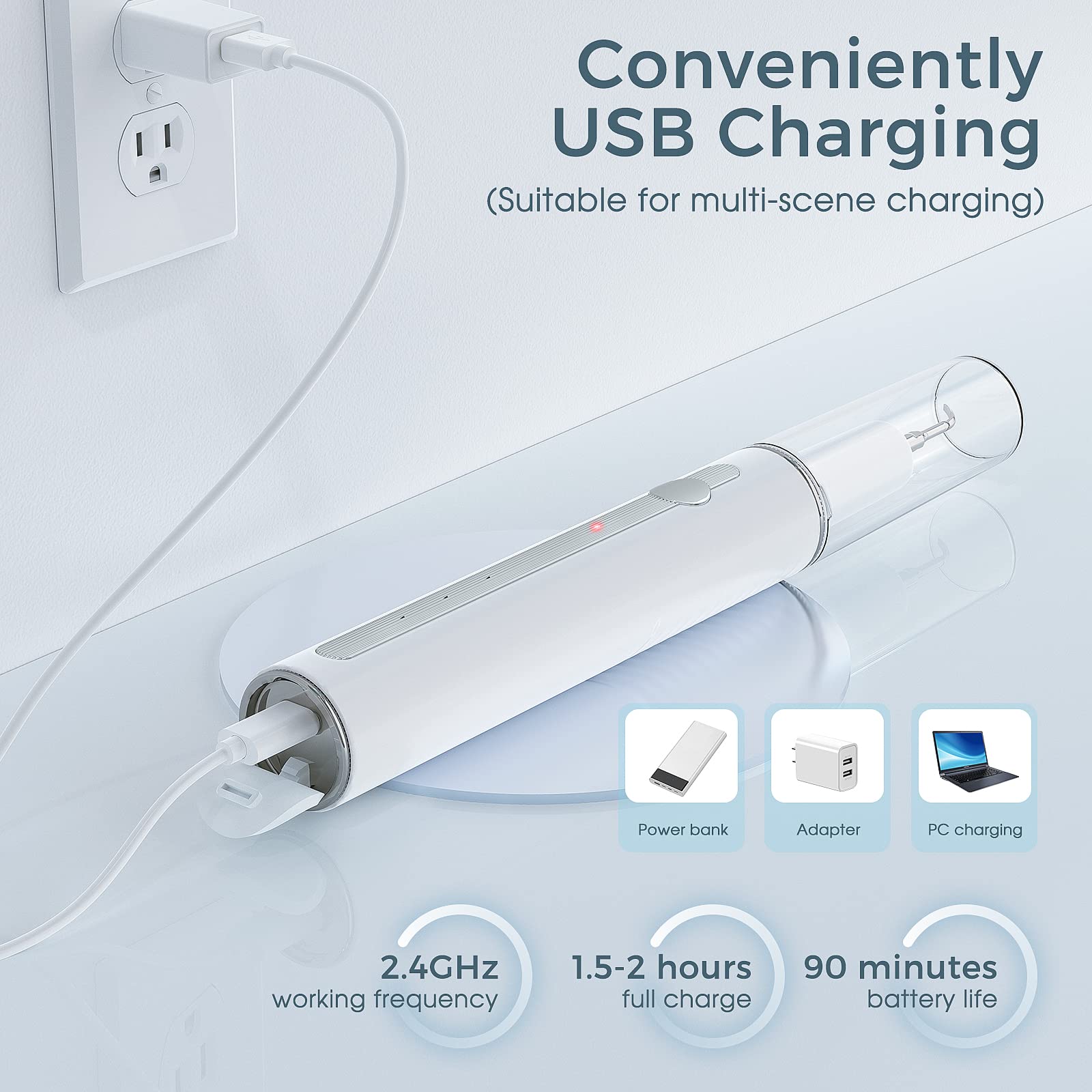 Teeth Cleaning kit, Electric Tooth Cleaning Tool with LED Light,Tooth Cleaner with 3 Modes, Home Teeth Cleaner with 3 Replaceable Inlet Sleeves