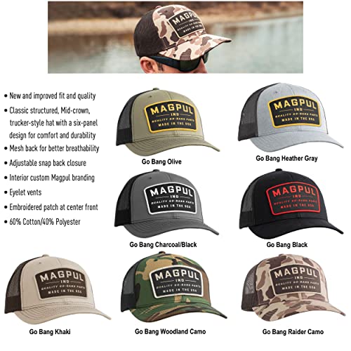 Magpul Standard Trucker Hat Snap Back Baseball Cap, One Size Fits Most, Go Bang Raider Camo