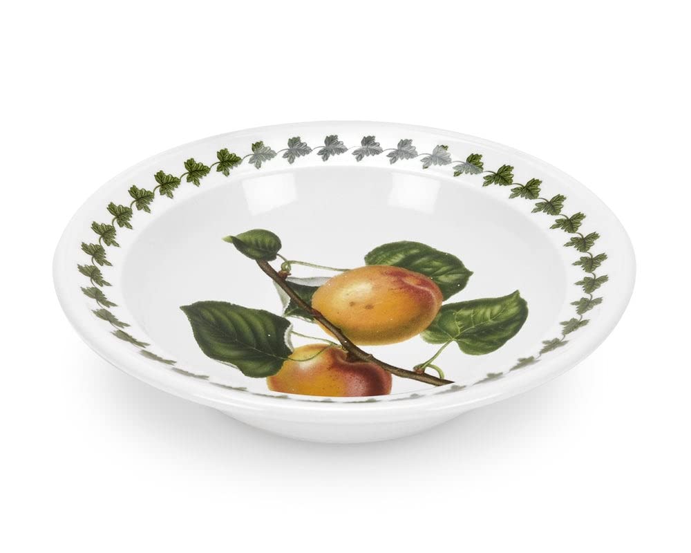 Portmeirion Pomona Collection | Set of 6 | Ceramic Dinnerware Dish Set | Microwave and Dishwasher Safe | Assorted Fruit Motifs | Made in England (Oatmeal/Soup Bowl)