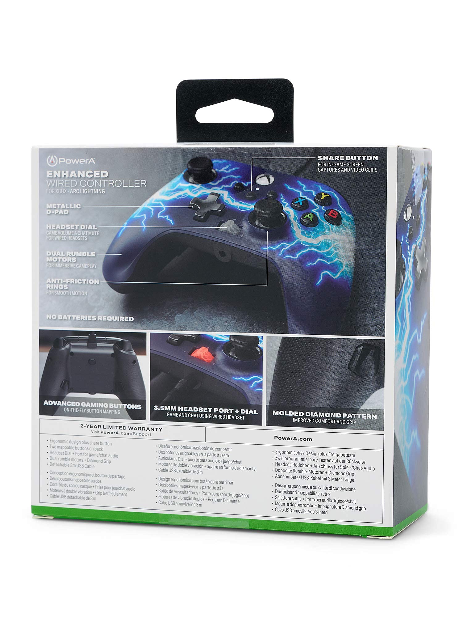 PowerA Enhanced Wired Controller for Xbox Series X|S - Arc Lightning, Gamepad, Wired Video Game Controller, Gaming Controller, Xbox Series X|S - Xbox Series X (Renewed)