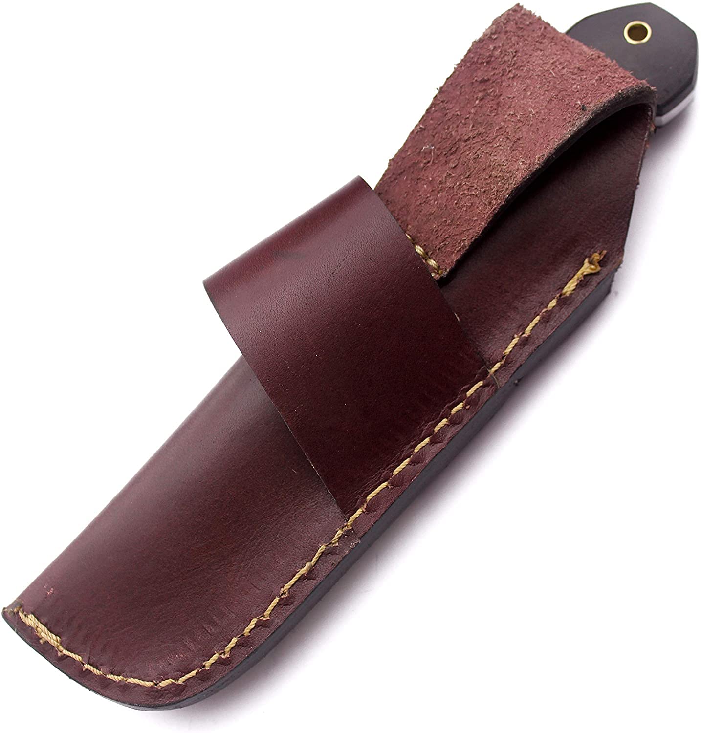 MAAN Handmade Damascus Steel Fixed Blade Knife - Micarta Handle for Survival, Tactical, and Camping - Hunting Knife with Right Hand Cross Draw Leather Sheath - MNK103