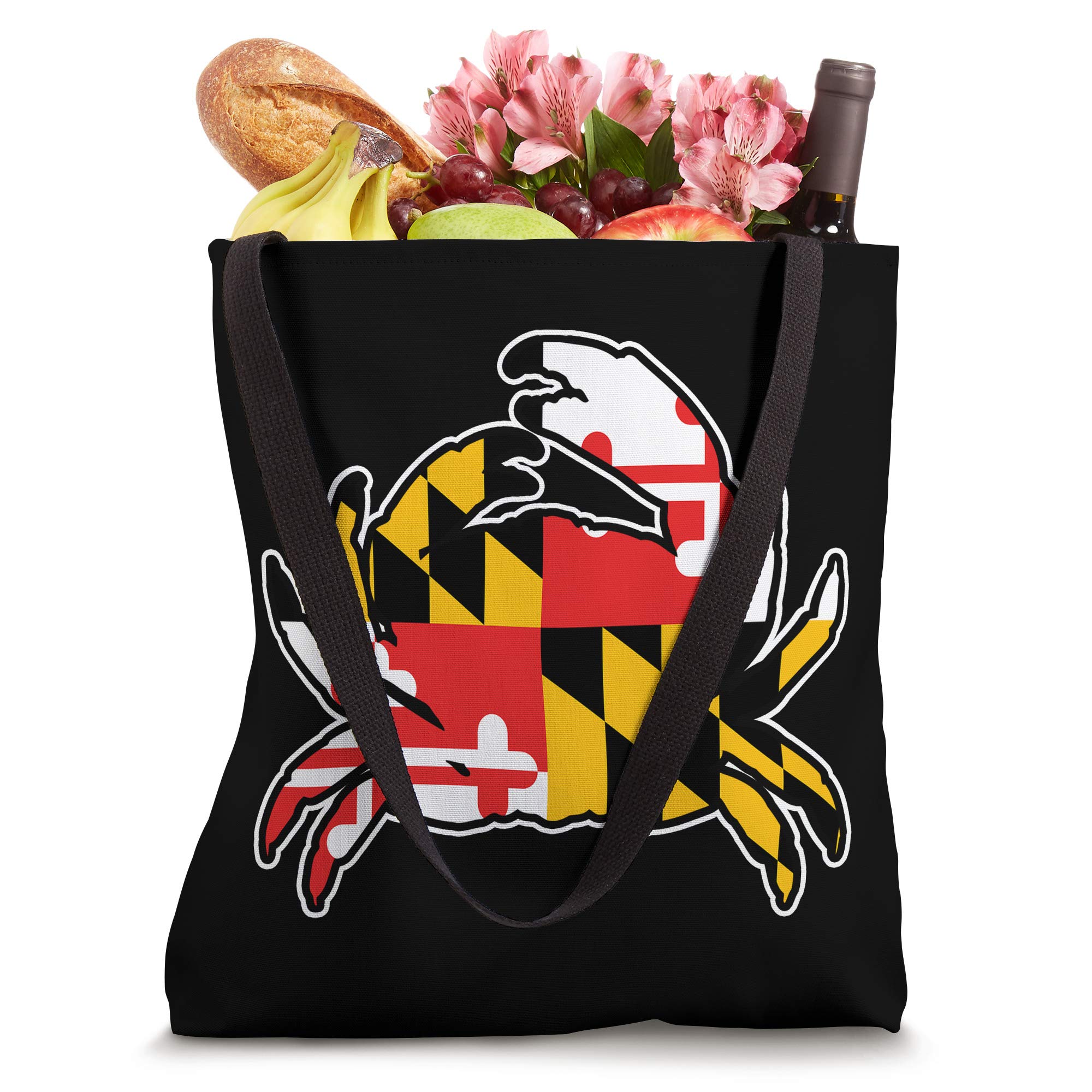 Maryland Flag Crab Gifts. Black Tote Bag
