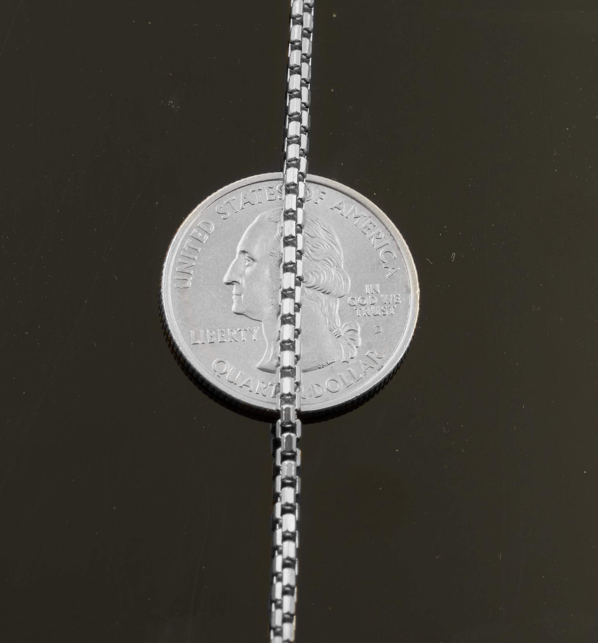 LoveBling 10K White Gold 1.5mm Open Hollow Venetian Box Chain Necklace (24")