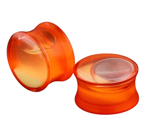 Pierced Republic Glow in The Dark Sand in Liquid Filled Red Ear Gauges - Pair of Double Flared Ear Plugs - 6 Size Options (00 Gauge (10mm))