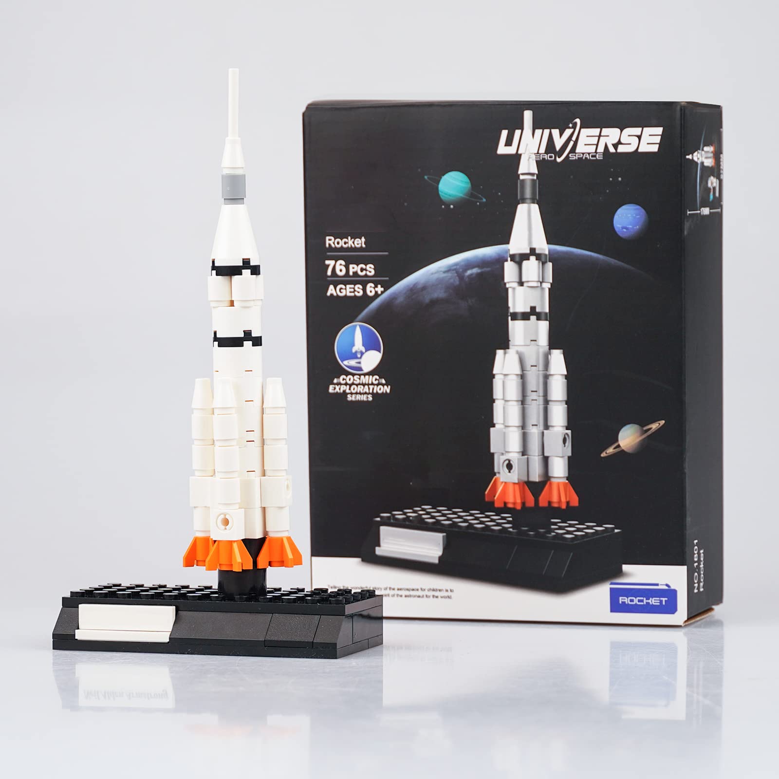 SAIEMNOOET Rockets Ship Launch Building Kit 76Pcs Aerospace Series Space Model Block Science Educational Kids Toys Boy Girl Christmas Gift
