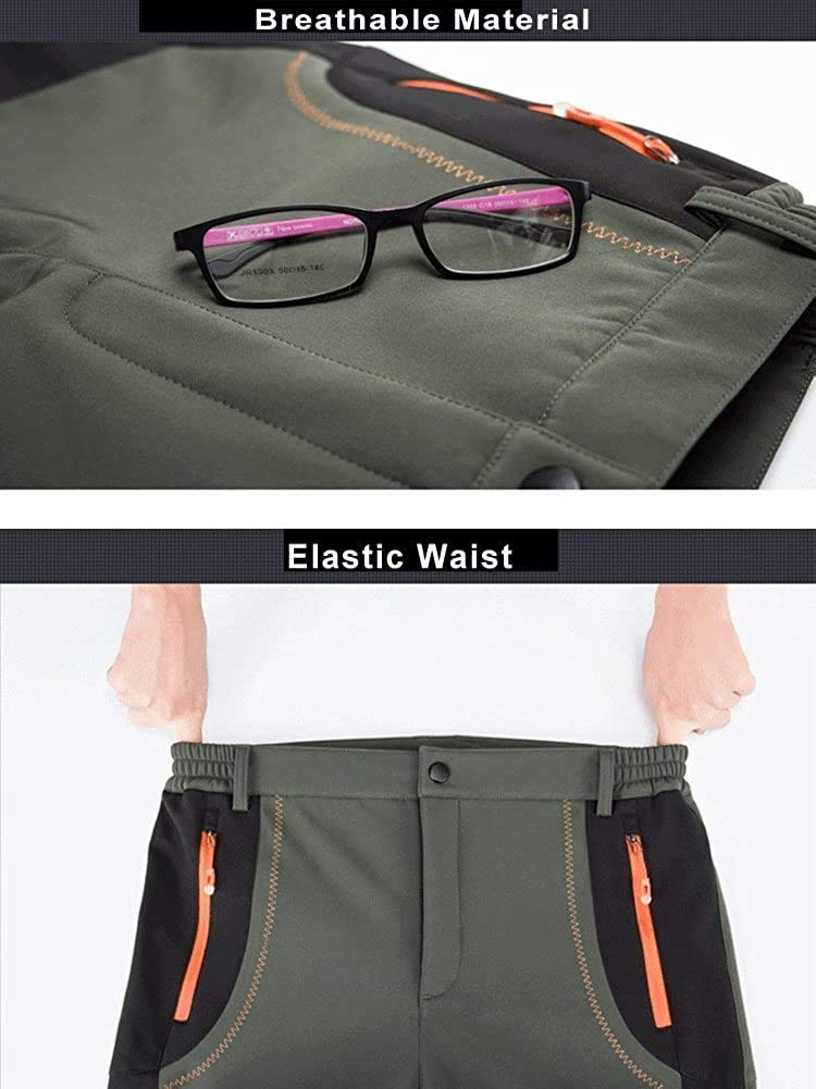 Men's Snow Ski Hiking Pants Waterproof Windproof Fleece Lined Reinforced Knees Winter Work Pants with Zipper Pocket (Dark Grey,M)
