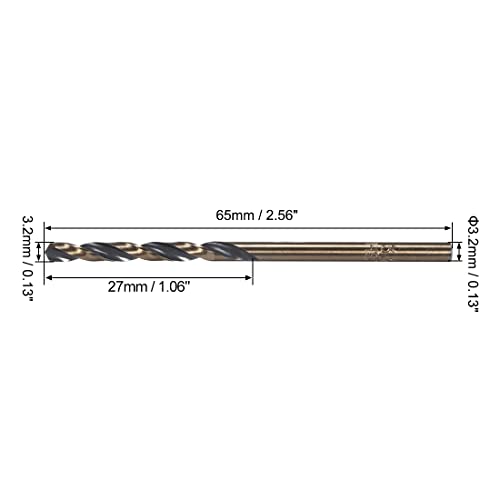 uxcell Reduced Shank Twist Drill Bits 3.2mm High Speed Steel 4341 with 3.2mm Shank 10 Pcs for Stainless Steel Alloy Metal Plastic Wood