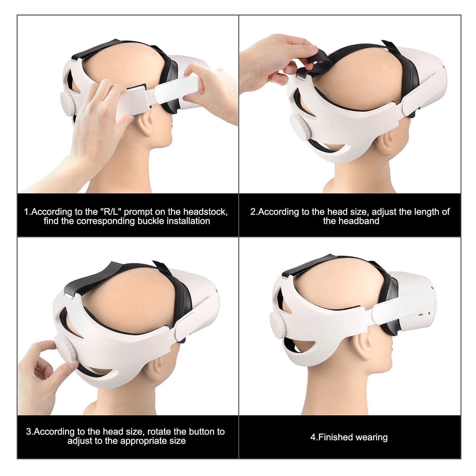 MASiKEN Adjustable Head Strap for Meta/Oculus Quest 2 Headset, Comfort Headband with Foam Cushion, Elite Strap Replacement Reduce Face Pressure, Design Balance Weight (White)