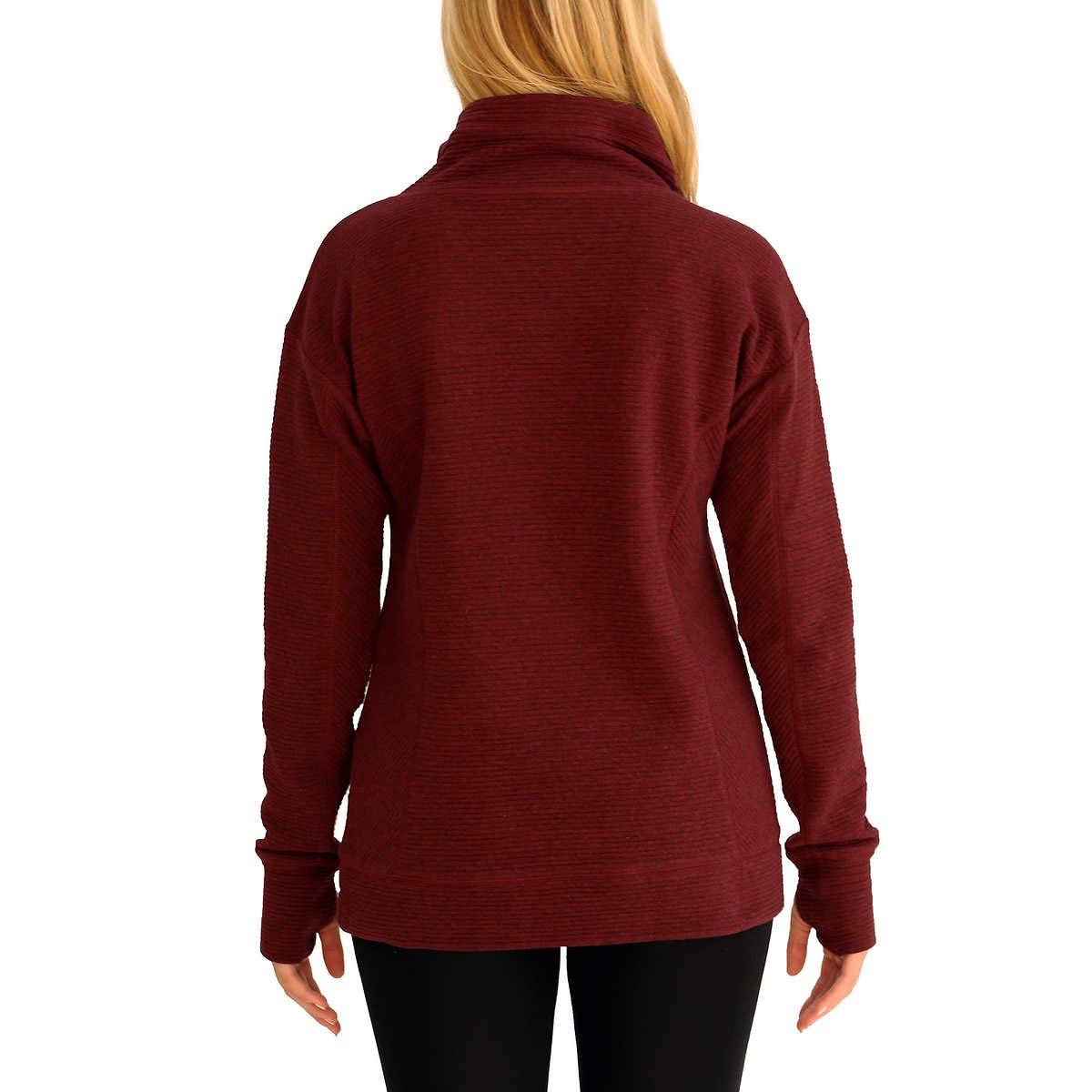 Kirkland Signature Ladies' Mock Neck Pullover (Red, Large)