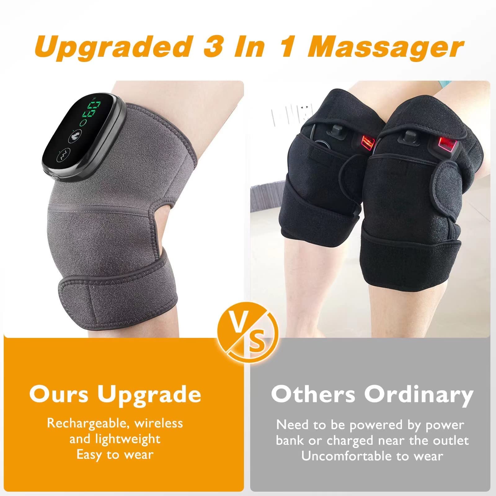ONIYEA Knee Massager, Heated Knee Braces with Vibration, 3 Modes and 3 Intensities (1)
