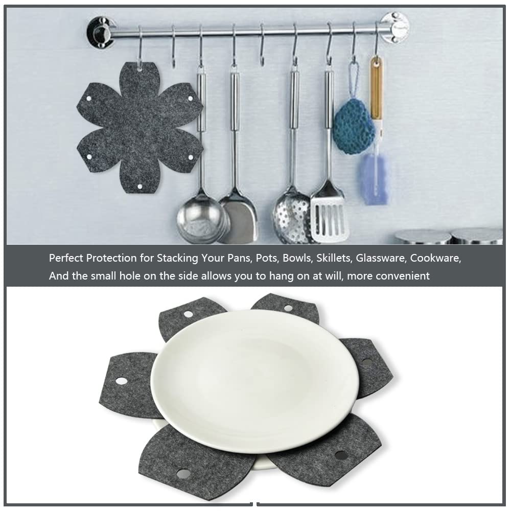 Pot and Pan Protectors, Set of 12 and 3 Different Size, Pot Dividers Pads/Cookware Protector Set/Stacking Pot Separators Protectors for Stacking and Protecting Your Cookware(Grey)
