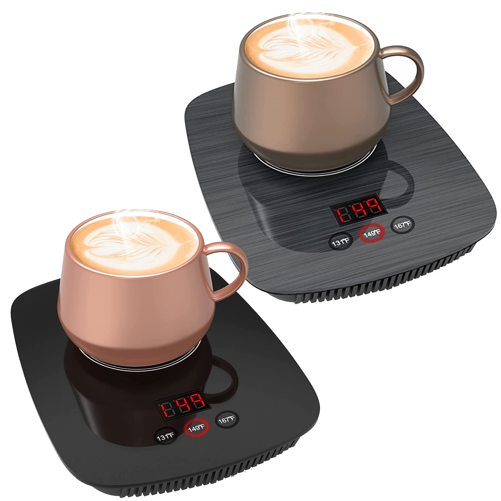 nicelucky Coffee Mug Warmer for Desk with Heating Function 25 Watt Electric Beverage Warmer with Adjustable Temperature 131℉/ 55℃or 167℉/ 75℃ (Without Mug) 2PCS